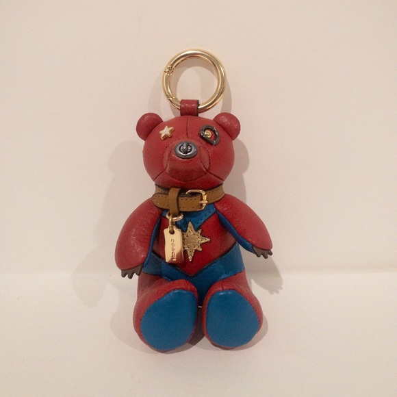 Coach | Bags | Coach Leather Teddy Bear Bag Charm Marvel Collectible ...